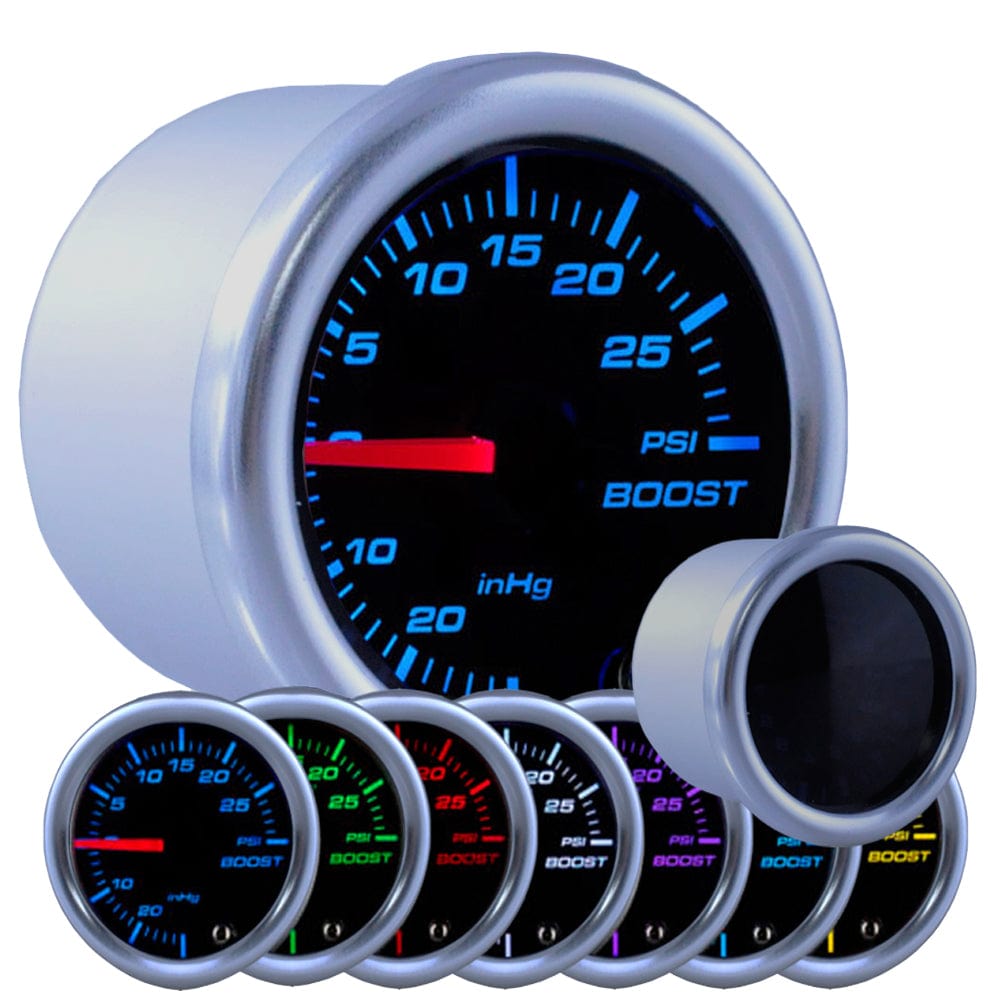 52mm Gauge Turbo Boost, 7 Color 30 PSI Turbo Pressure Gauge Vacuum Met ...