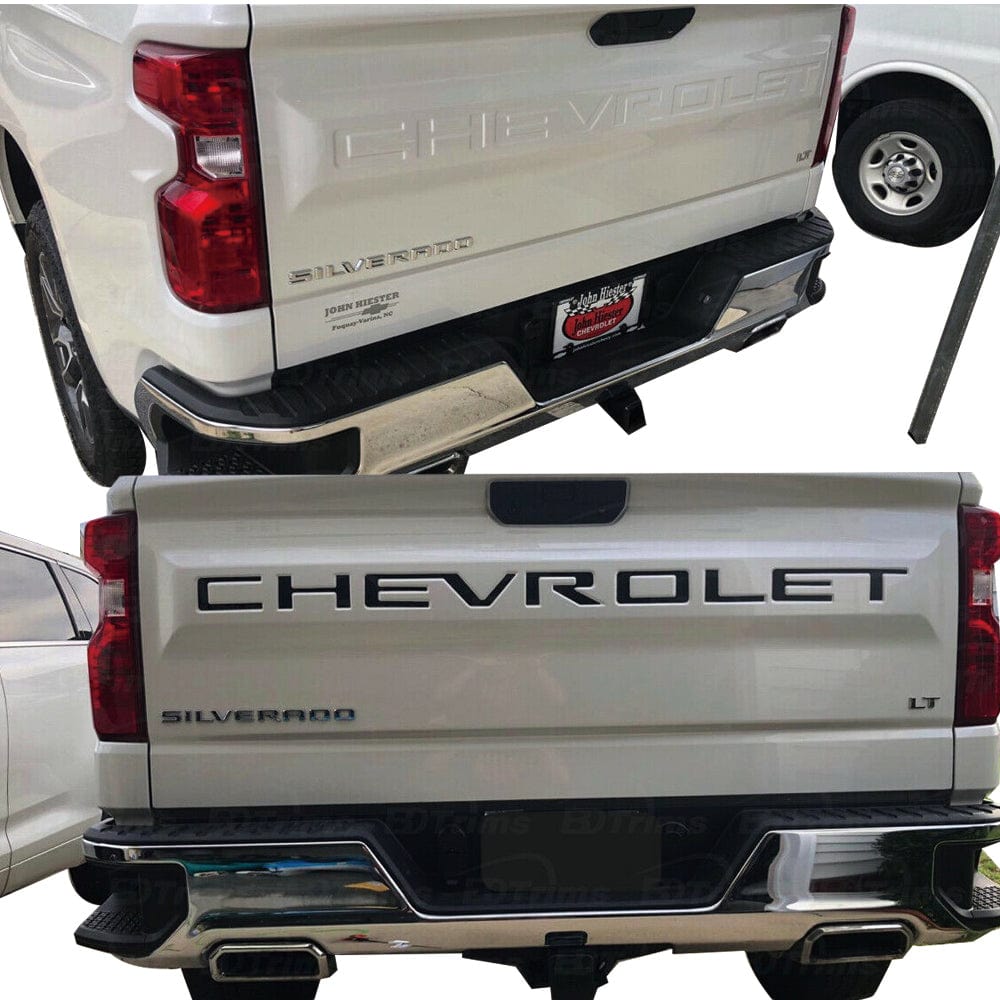 Chevrolet Silverado Emblems Rear tailgate Letters Insert Nameplate Bla ...